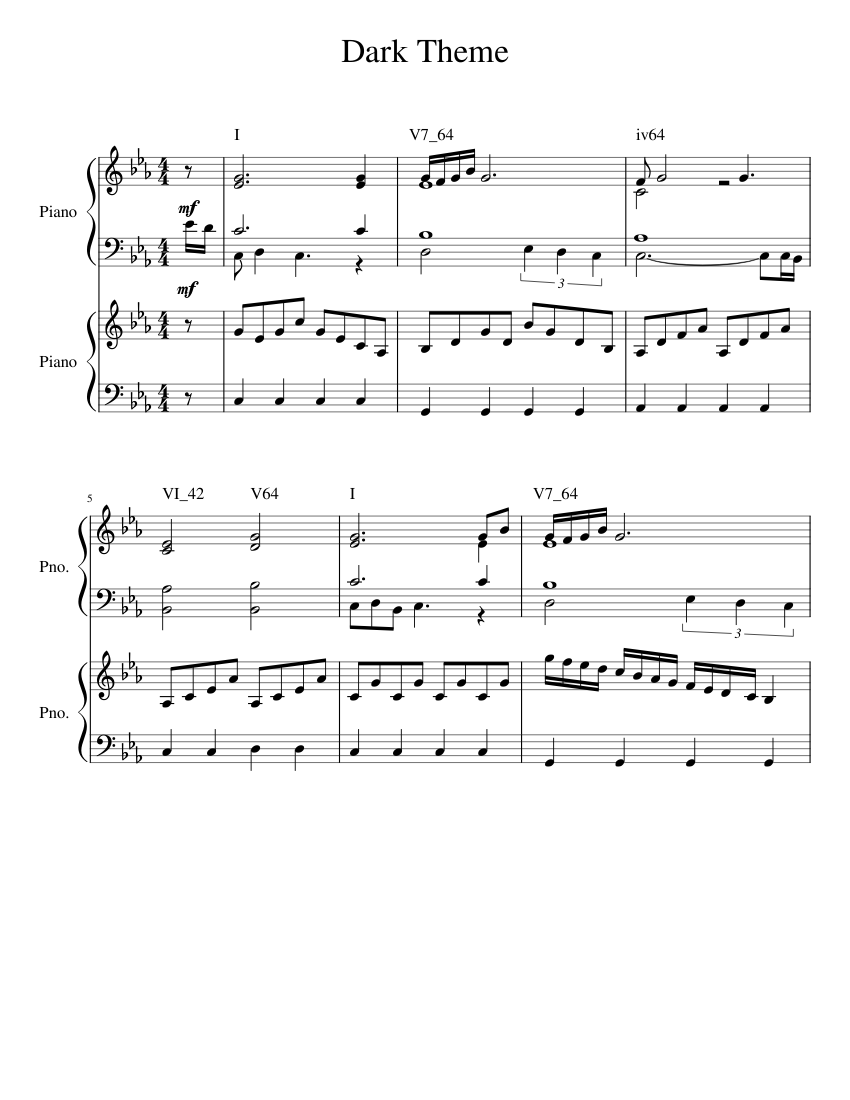 Dark Theme Sheet music for Piano (Piano Duo) | Musescore.com