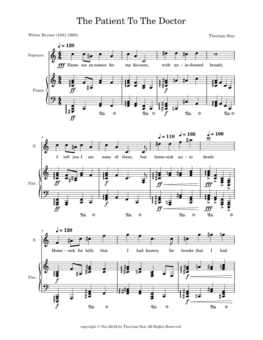 The Patient To The Doctor Sheet music for Piano, Soprano (Piano-Voice ...