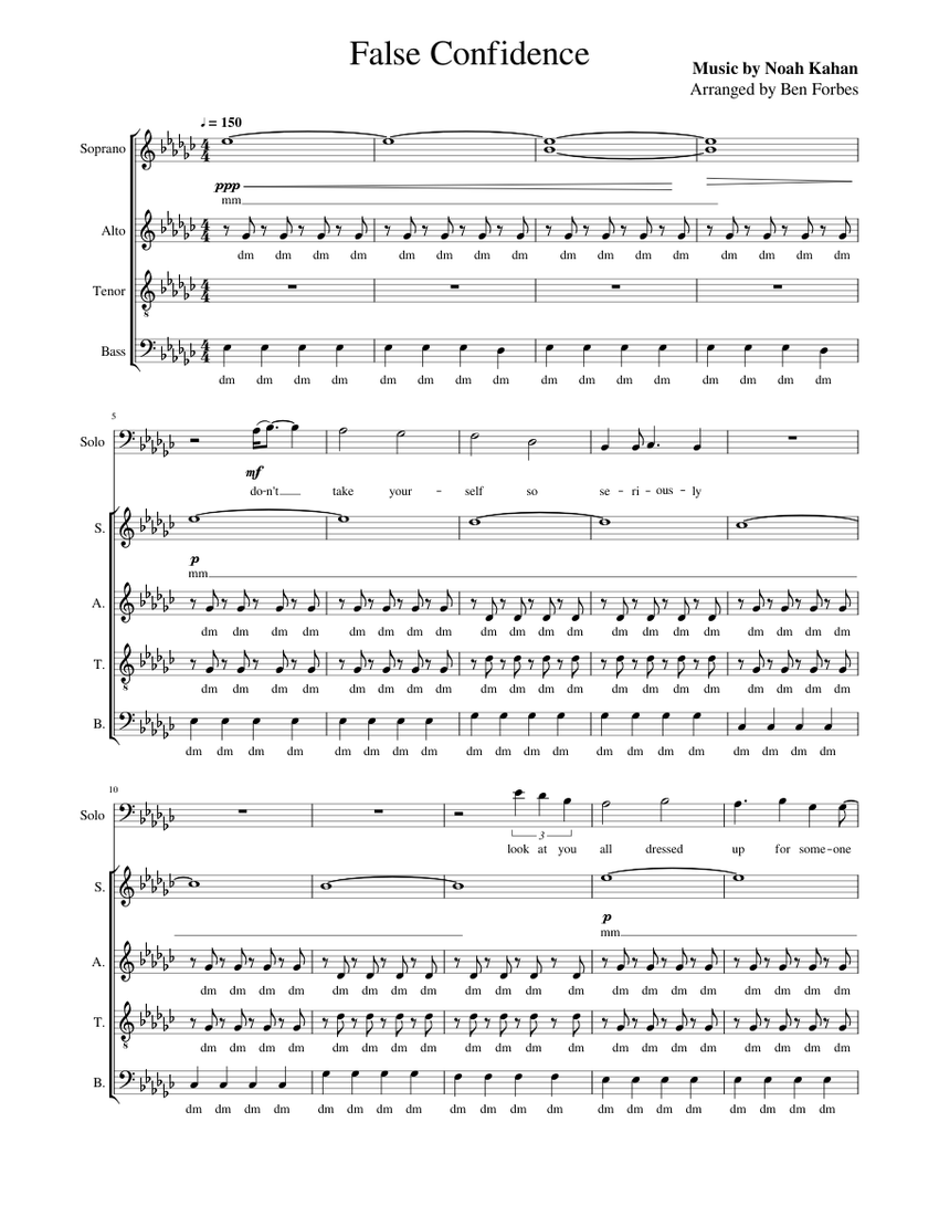 False Confidence - Noah Kahan (Acapella Arrangement) Sheet Music for ...