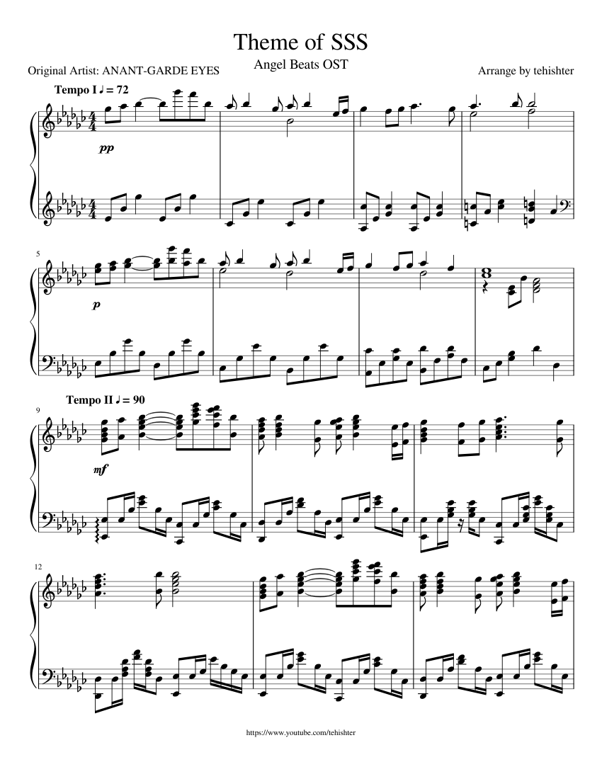 Theme of SSS (Tehishter Version) Sheet Music for Piano (Solo ...