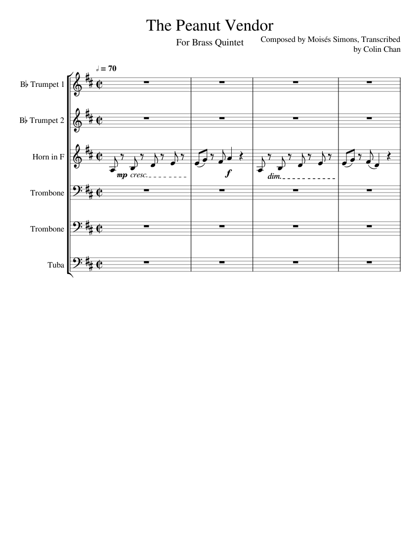 The Peanut Vendor - Final Sheet Music for Trombone, Tuba, Trumpet in b ...