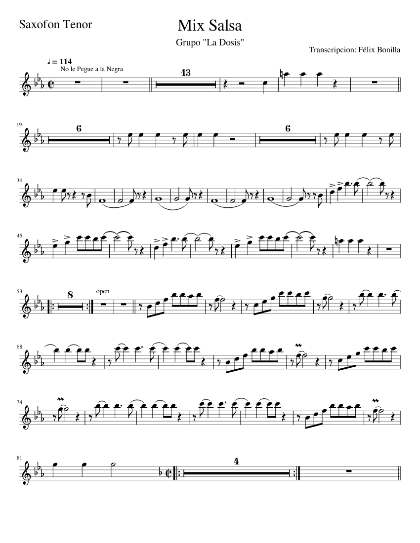 Mix_Salsa Sheet music for Saxophone tenor (Solo) | Musescore.com