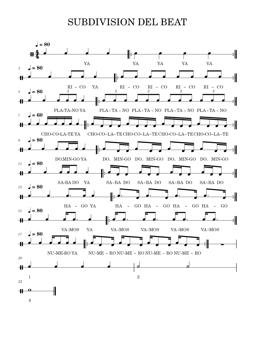 SUBDIVISION DEL BEAT Sheet music for Woodblock (Solo) | Musescore.com