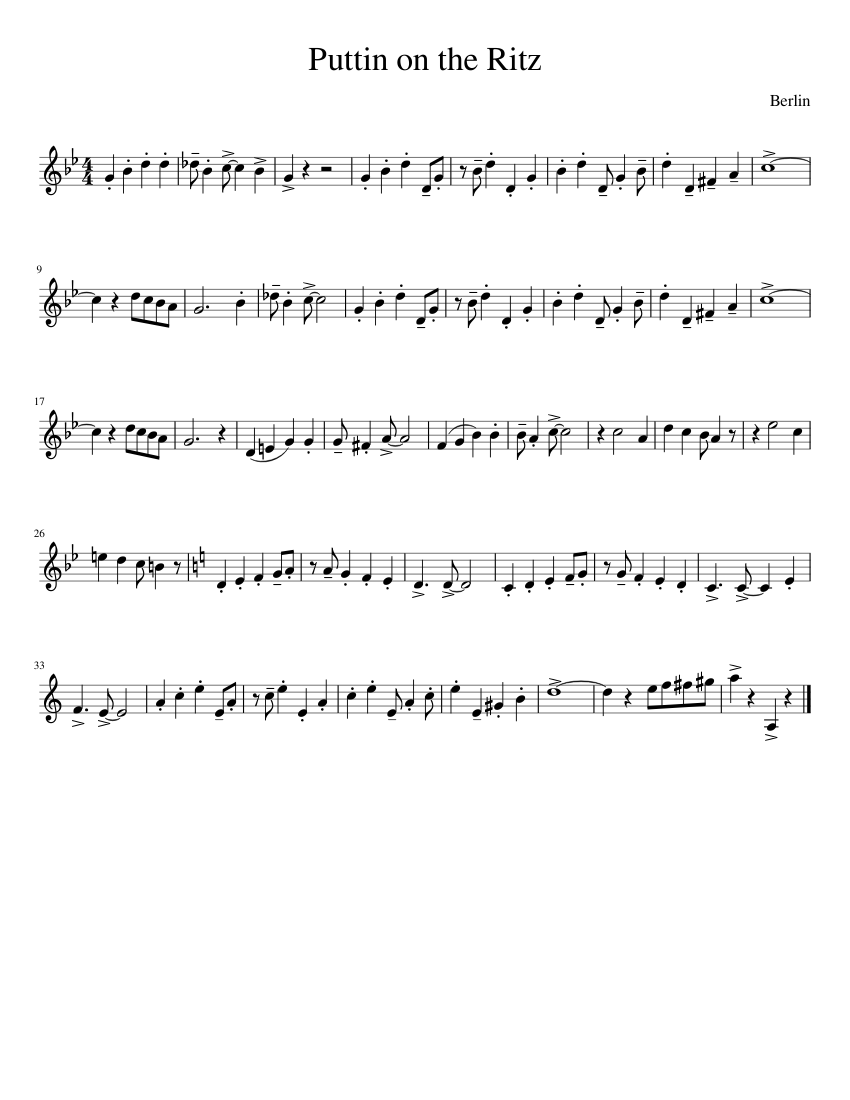 Puttin on the Ritz Sheet music for Piano (Solo) Easy | Musescore.com