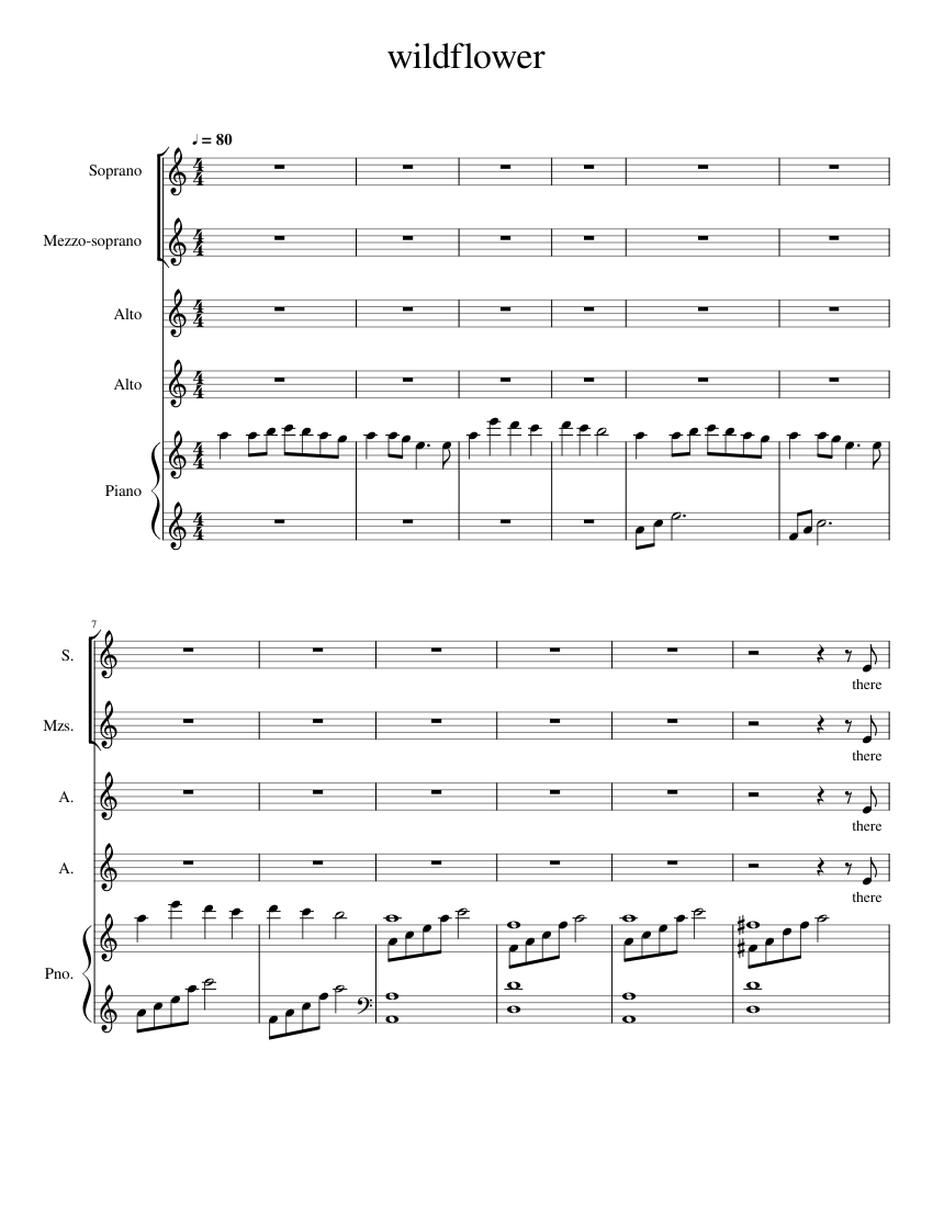 wildflower Sheet music for Piano, Soprano, Alto, Mezzo soprano (Mixed ...