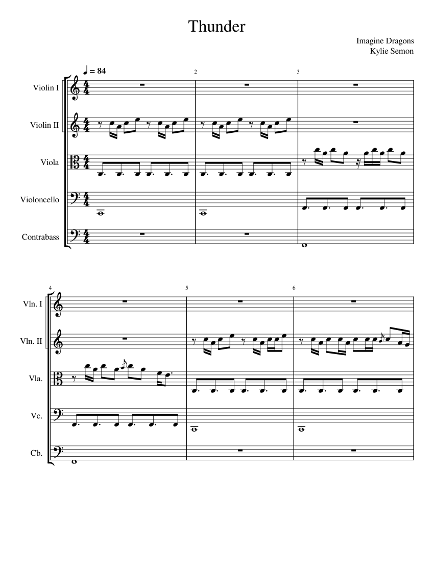 Thunder - Imagine Dragons Sheet music for Contrabass, Violin, Viola ...