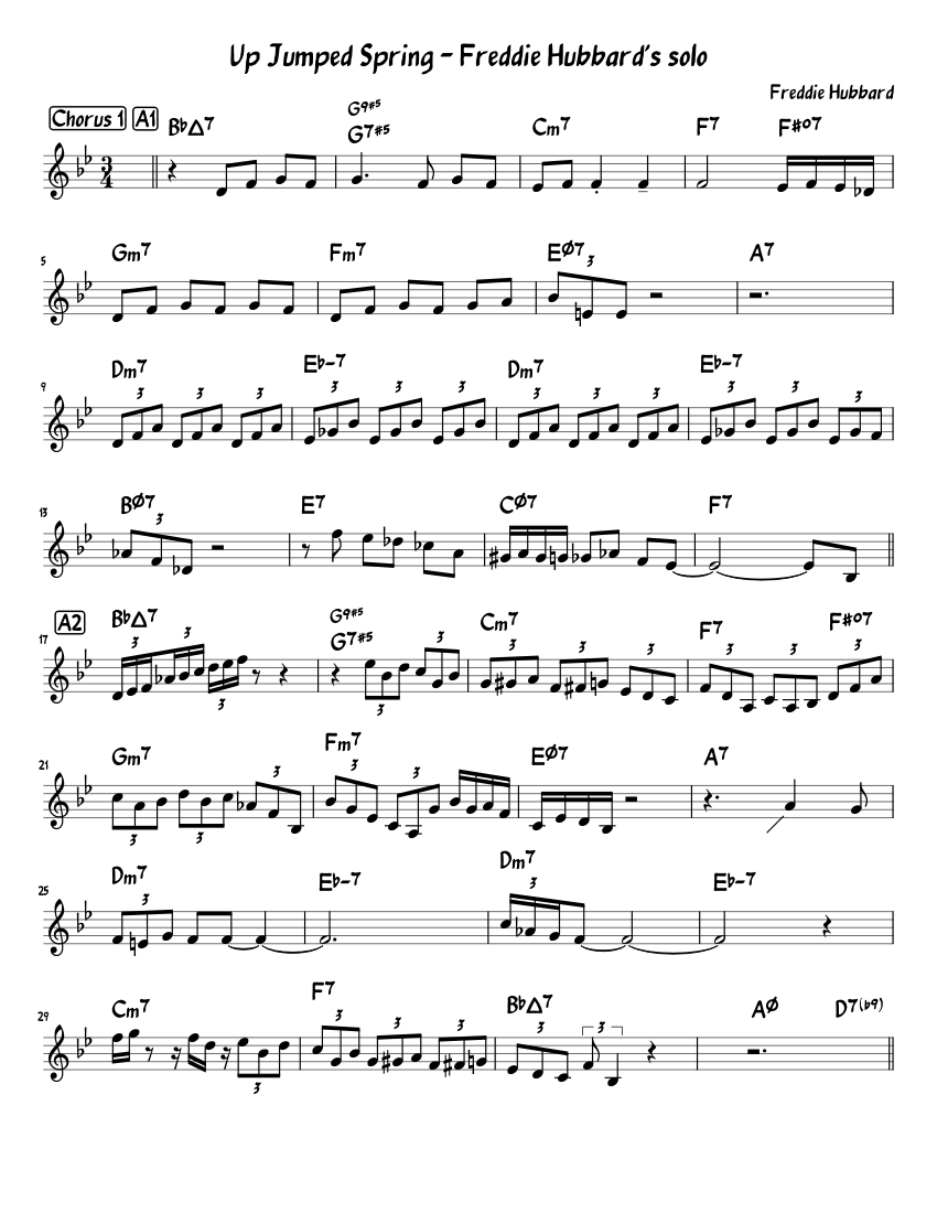 Up_Jumped_Spring_FreddieHubbard_solo_MS Sheet Music with Chords for ...