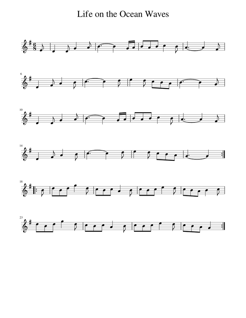 Life on the Ocean Waves Sheet music for Piano (Solo) | Musescore.com