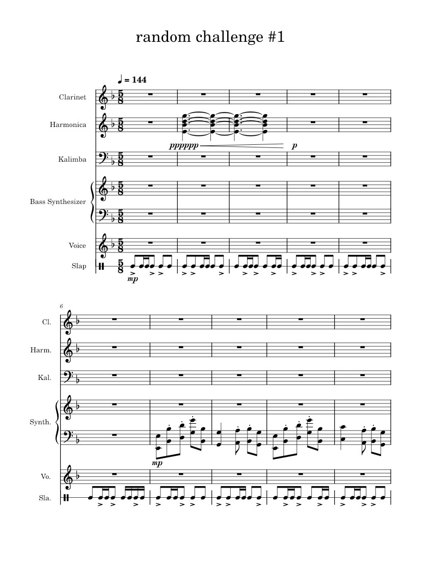 random challenge #1 Sheet music for Vocals, Bass guitar, Harmonica ...