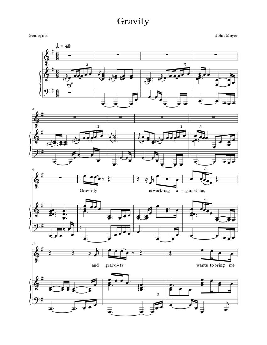 john mayer tabs gravity