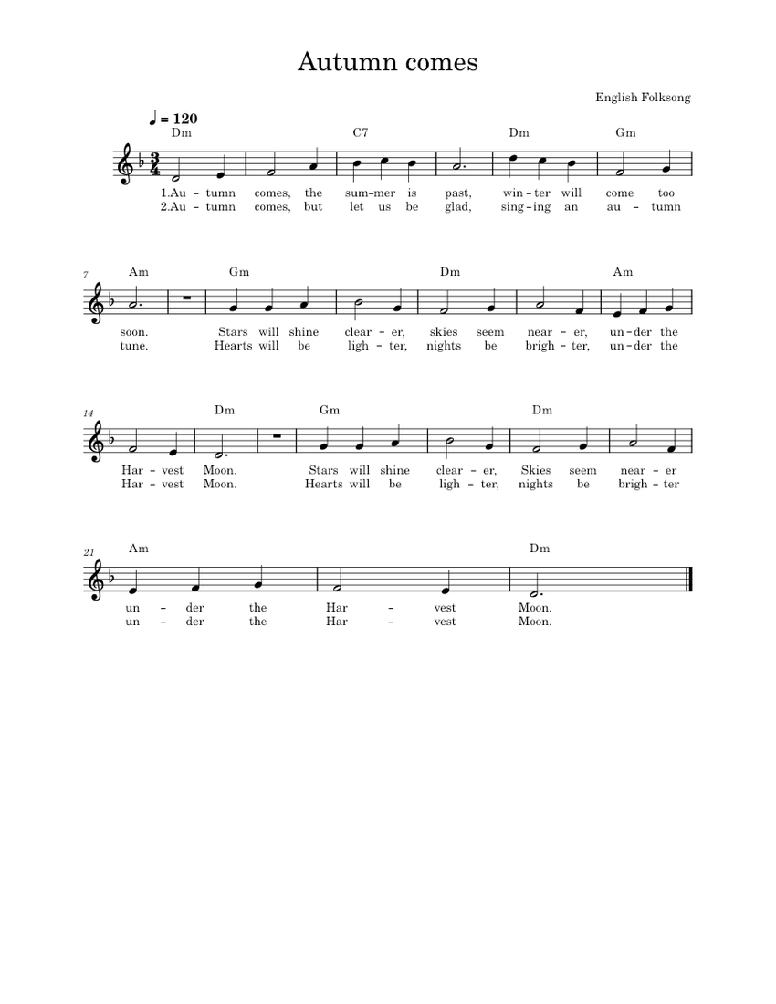 Autumn comes herbst ist da – Misc Traditional Autumn comes Sheet music ...