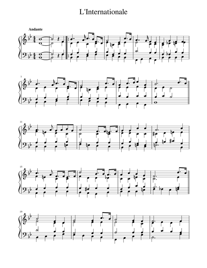 L'Internationale easy version Sheet music for Piano (Solo) | Musescore.com