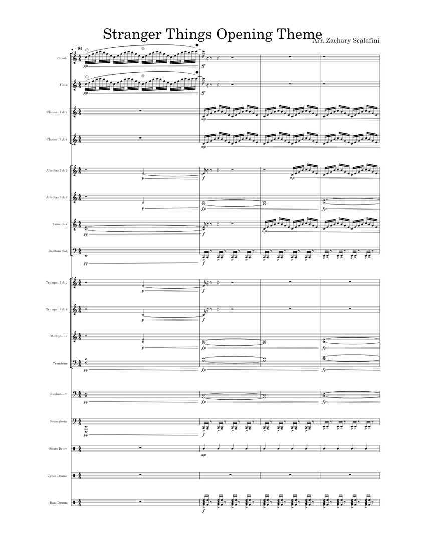 Stranger Things Opening Theme Sheet Music for Trombone, Euphonium ...