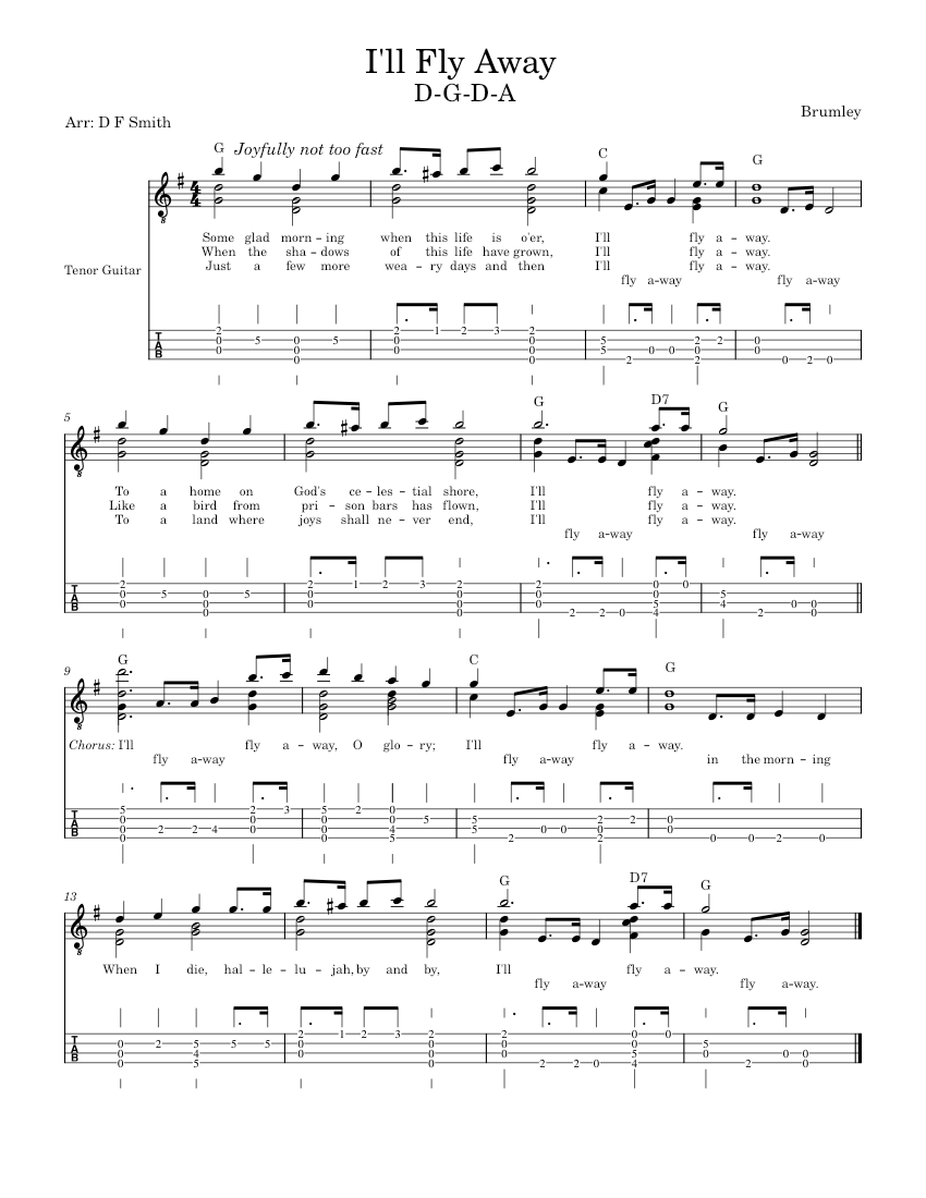 I'll Fly Away – Albert E. Brumley Sheet Music and Tab with Chords for ...