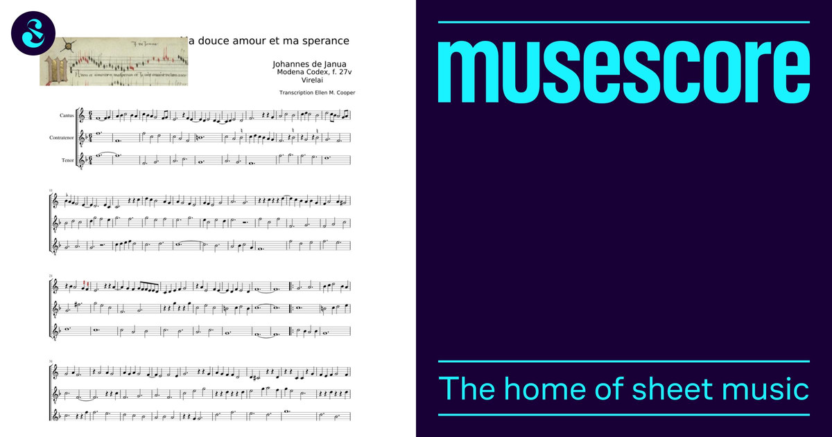 Modena Codex: Ma douce amour Sheet Music for Recorder (Mixed Quartet ...