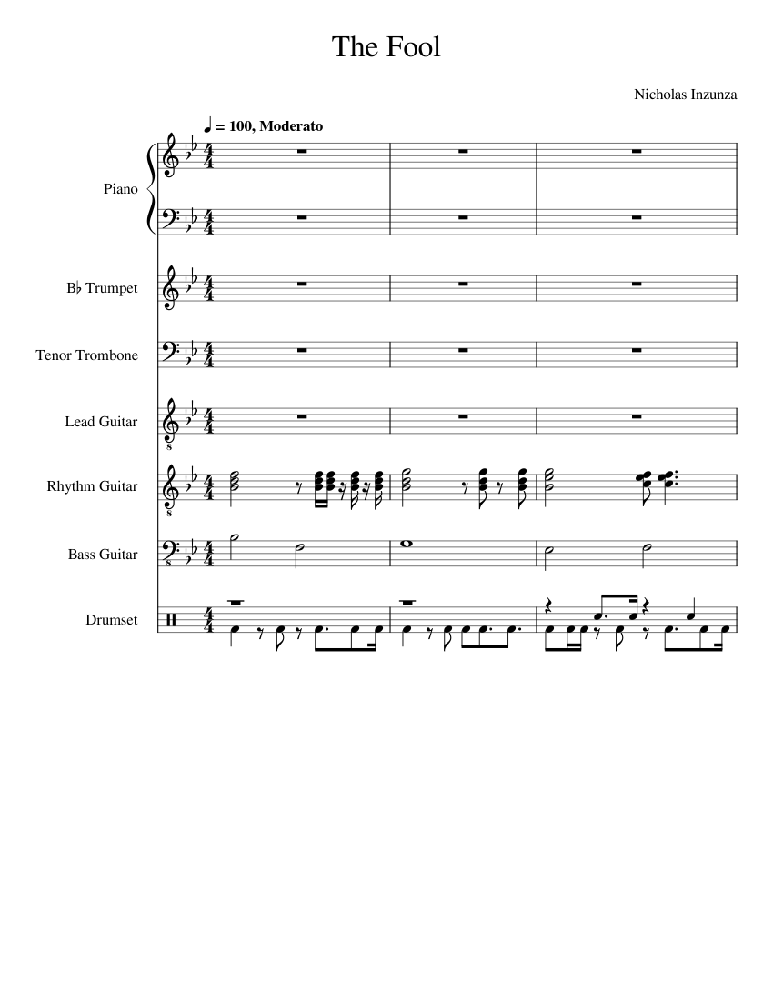 2. The Fool Sheet music for Piano, Trombone tenor, Trumpet in b-flat ...