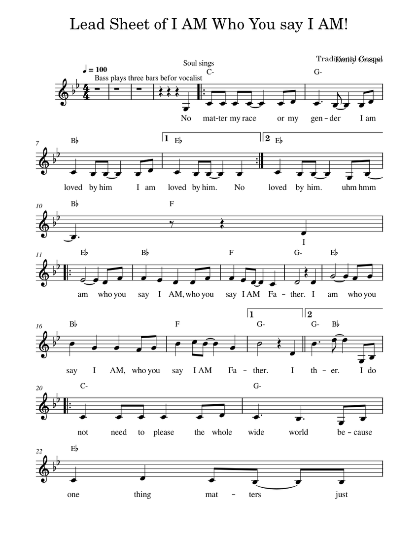 I AM Who You say I AM! Sheet music for Alto (Solo) | Musescore.com