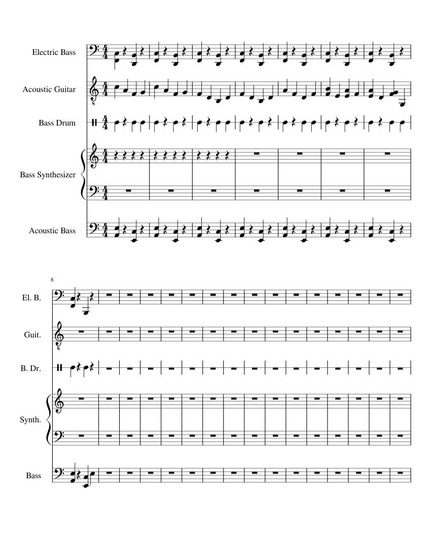 Battle theme? Sheet music for Guitar, Bass guitar, Bass drum (Mixed ...