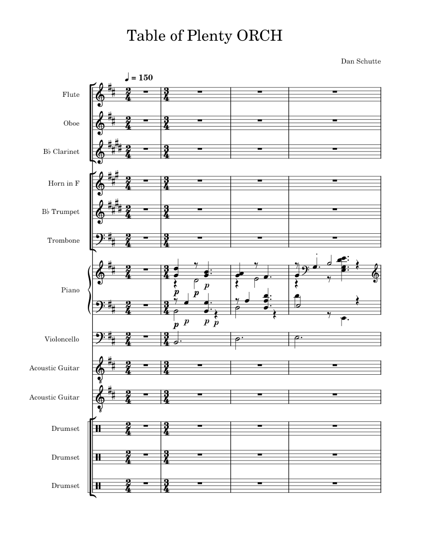 Table of Plenty Sheet music for Piano, Trombone, Flute, Oboe & more ...