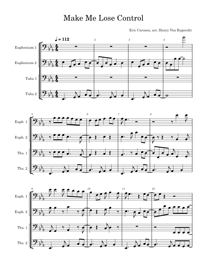 Make Me Lose Control – Eric Carmen Sheet music for Euphonium, Tuba ...