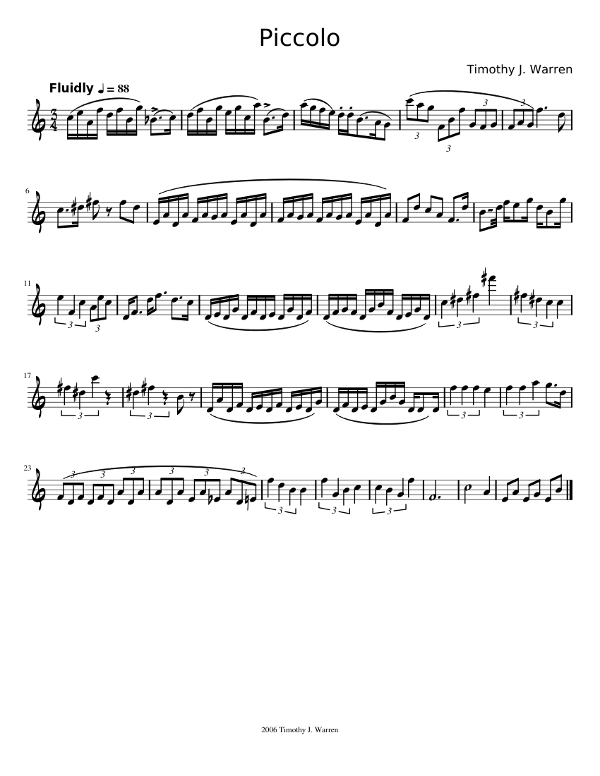 Piccolo Sheet music for Flute piccolo (Solo) | Musescore.com