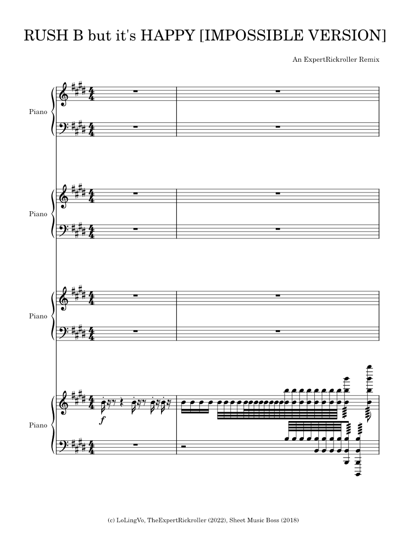 RUSH B but it's HAPPY [IMPOSSIBLE VERSION] Sheet music for Piano (Mixed ...