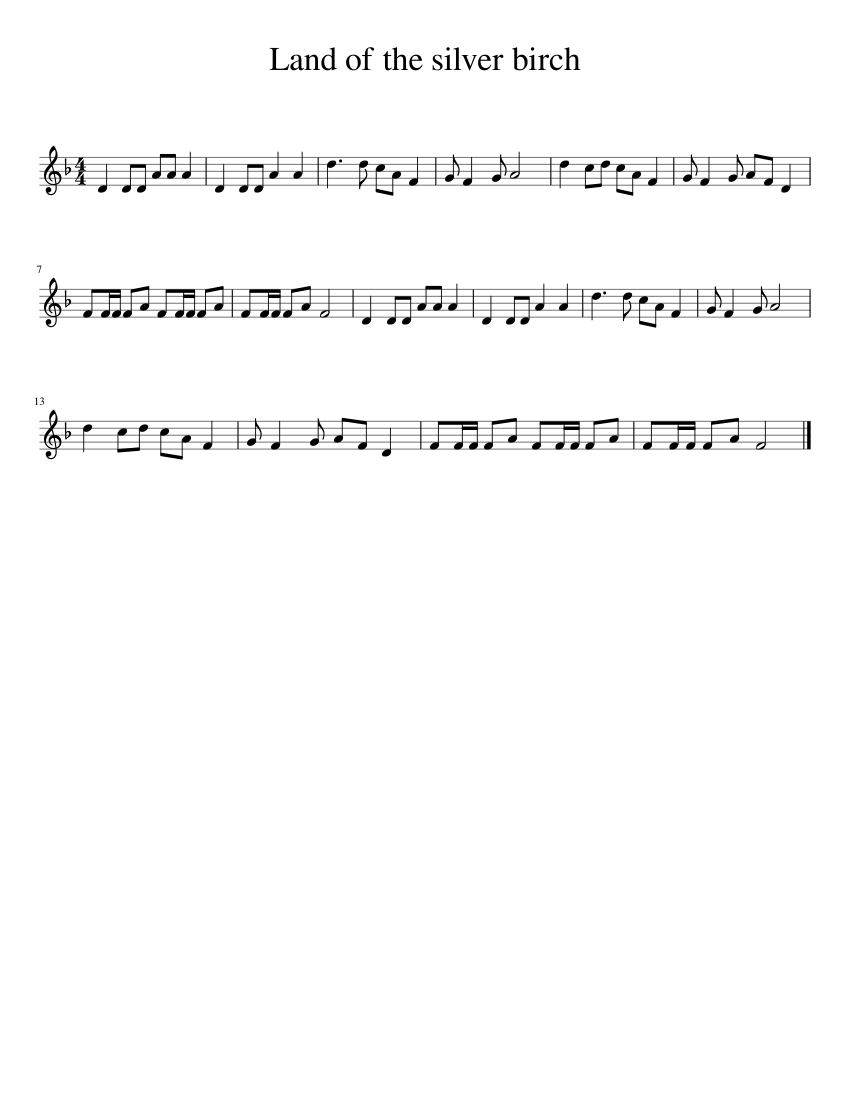 Land of the silver birch Sheet Music for Flute (Solo) | MuseScore.com
