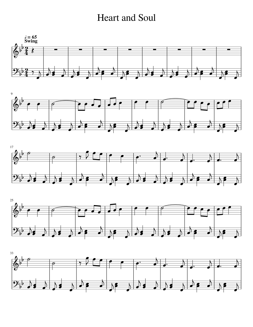 Heart and Soul Sheet Music for Piano (Solo) easy | MuseScore.com