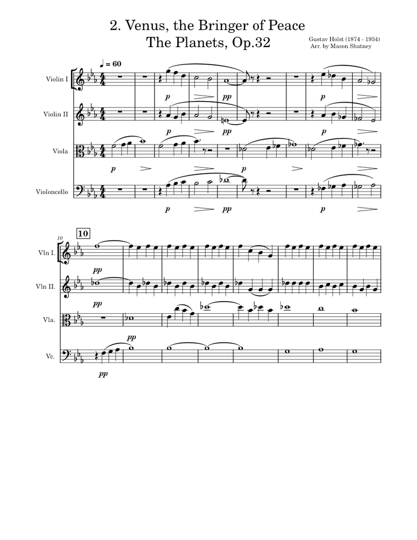 Venus, The Bringer Of Peace – Gustav Holst Sheet music for Violin ...