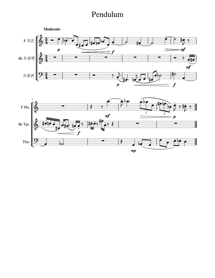 Pendulum Sheet music for Trombone, Trumpet in b-flat, French horn ...