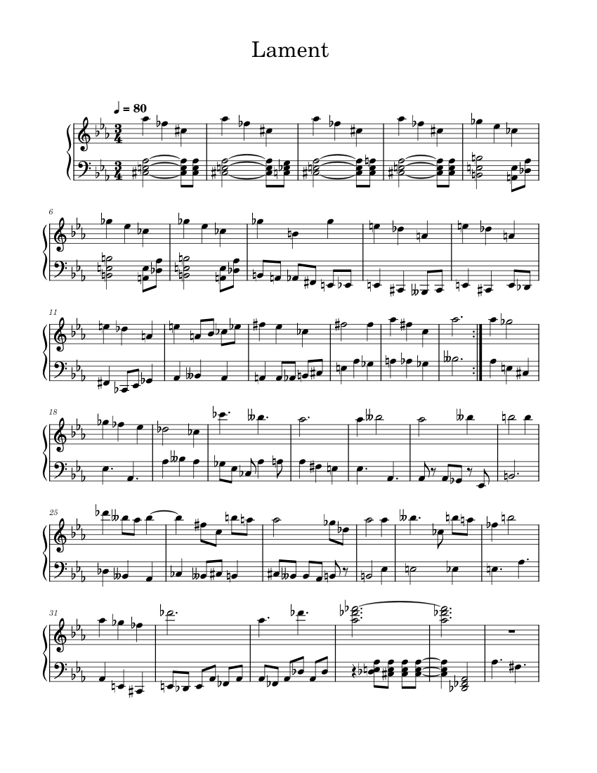 Lament Sheet music for Piano (Solo) Easy | Musescore.com