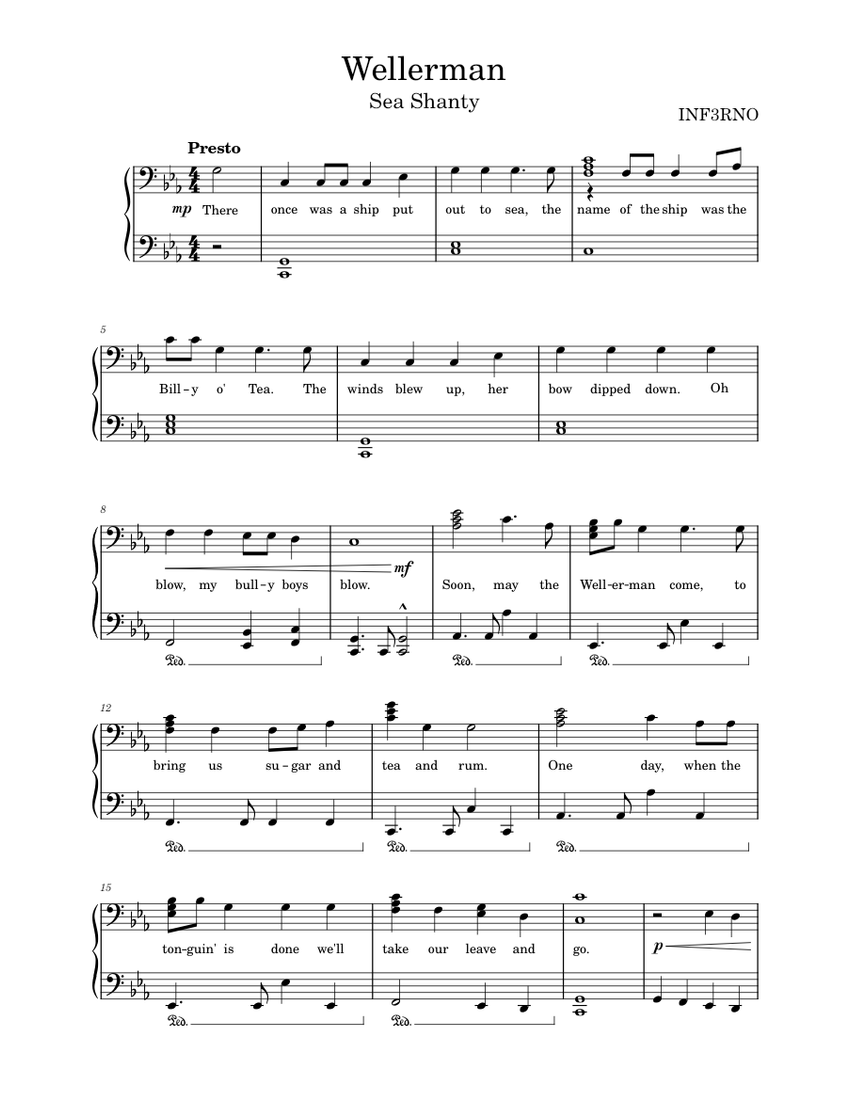 Wellerman (Sea Shanty) Piano Arrangement Sheet Music for Piano (Solo ...