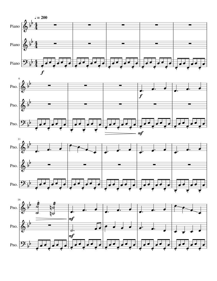 Battle Music Sheet Music for Piano (Mixed Trio) | MuseScore.com
