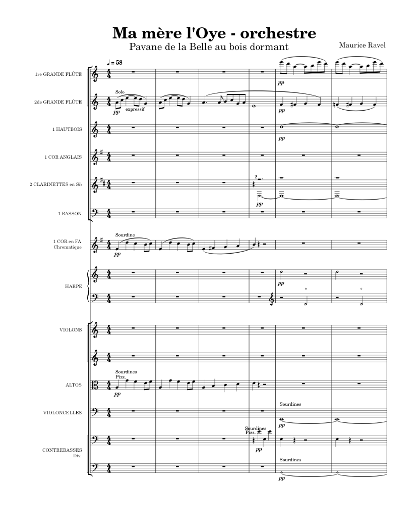 Ma mère l'Oye – Maurice Ravel Sheet Music for Flute, Oboe, Clarinet in ...