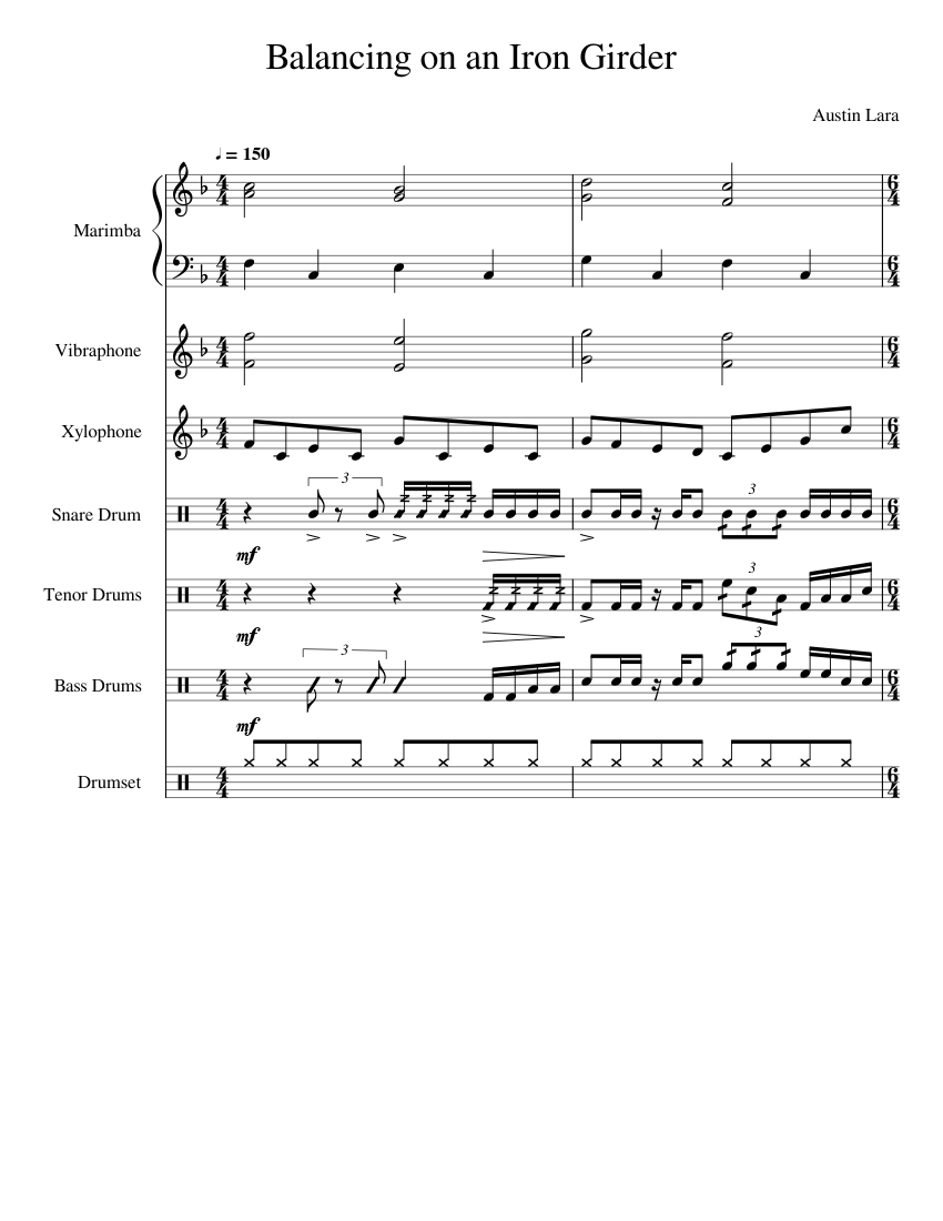 Percussion_Score Sheet music for Vibraphone, Snare drum, Drum group ...