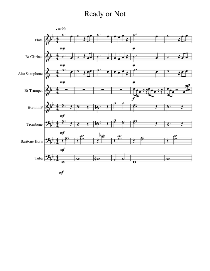 Ready or Not Sheet music for Trombone, Tuba, Flute, Clarinet in b-flat ...