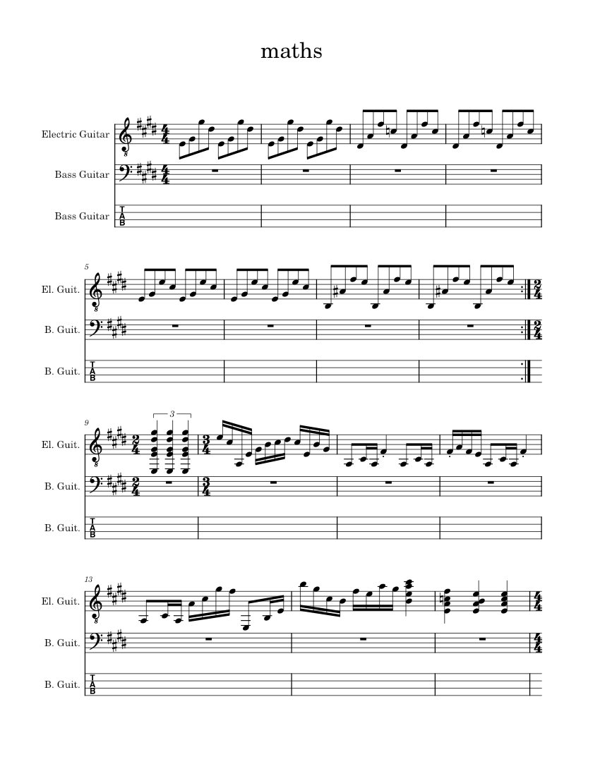 maths Sheet music for Guitar, Bass guitar (Mixed Ensemble) | Musescore.com