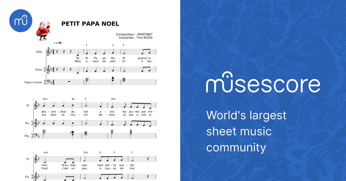 PETIT PAPA NOEL Sheet Music with Chords for Piano, Organ, Flute (Mixed ...