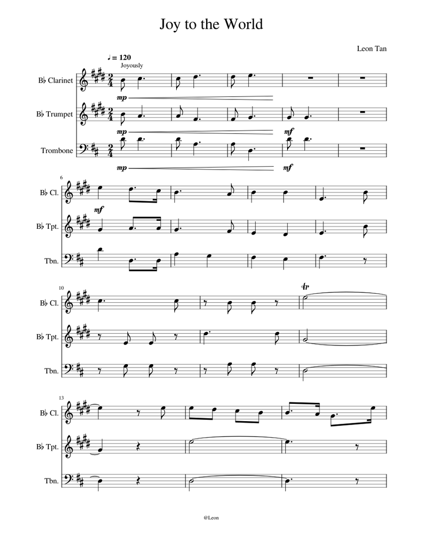 Joy To The World - Georg Friedrich Händel Sheet Music for Trombone ...