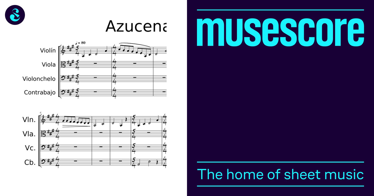 Azucena Sheet music for Contrabass, Violin, Viola, Cello (Mixed Quartet ...