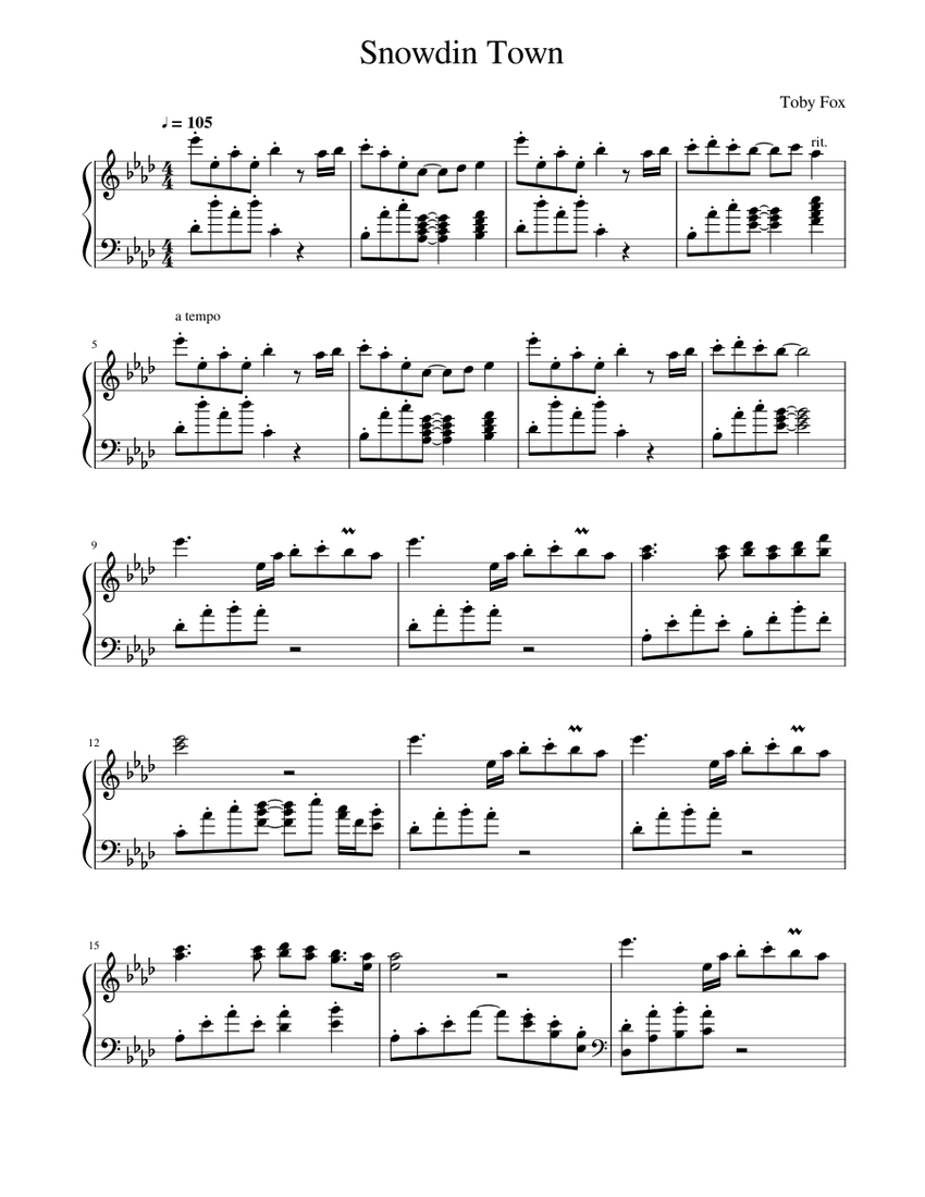 Snowdin Town Sheet Music for Piano (Solo) | MuseScore.com