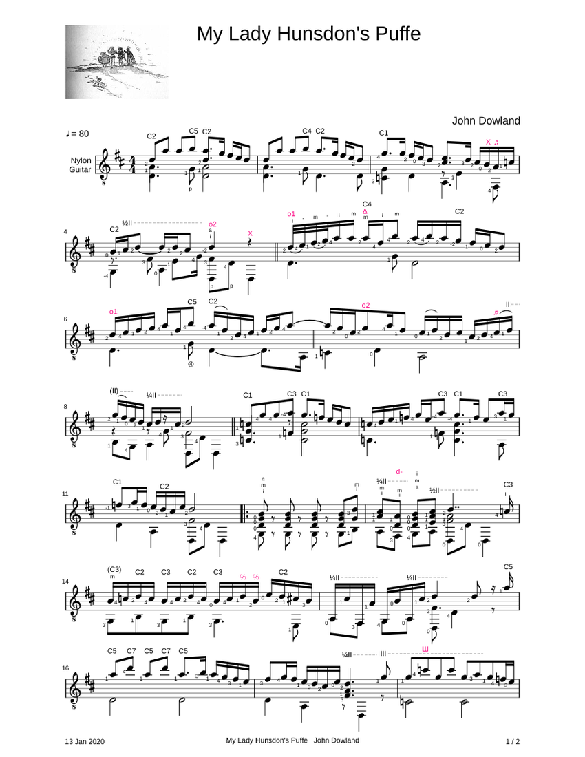 My Lady Hunsdon's Puffe Sheet Music for Guitar (Solo) | MuseScore.com