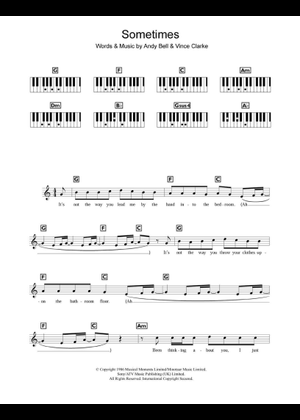 Play Official version of Sometimes Sheet Music by Erasure for Piano ...