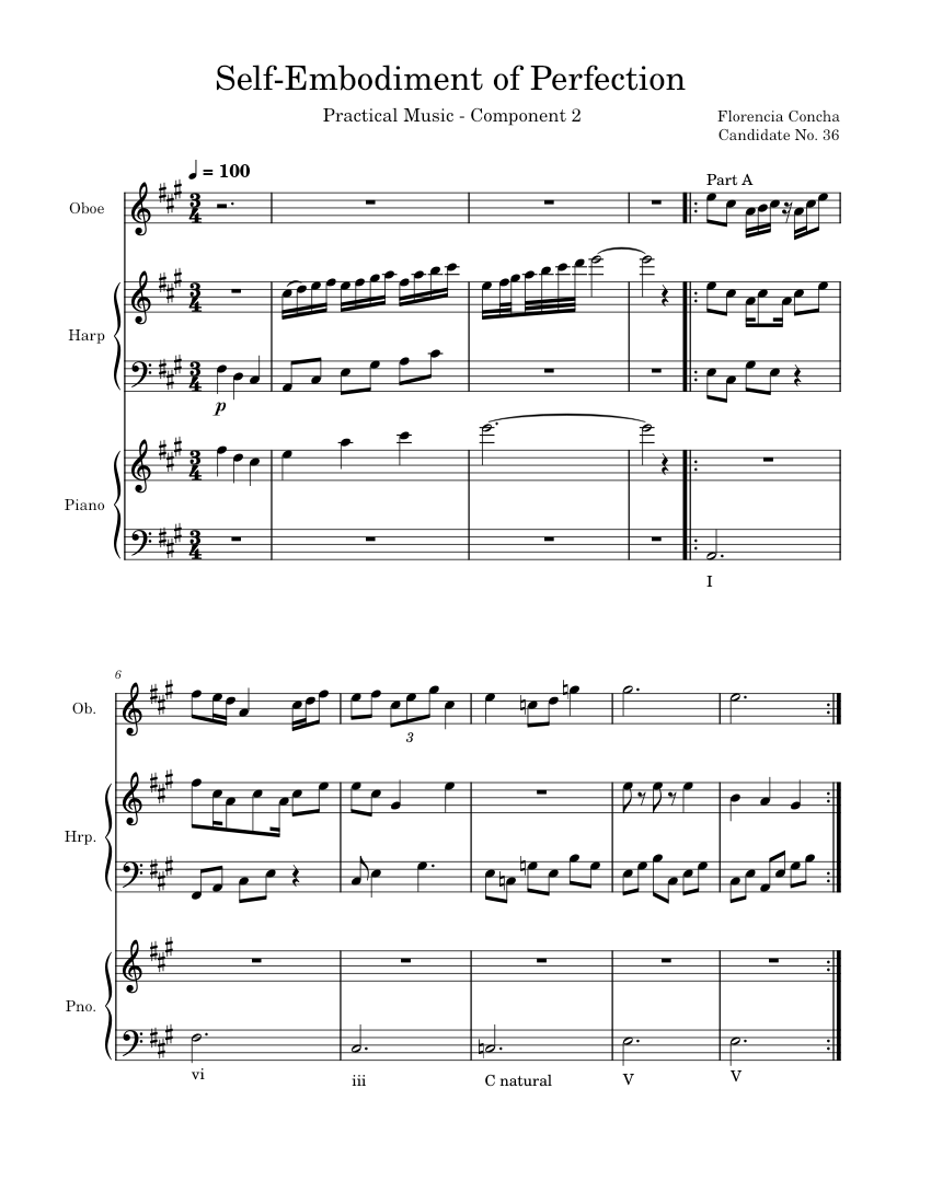 Self-Embodiment of Perfection Sheet Music for Piano, Oboe, Harp (Mixed ...