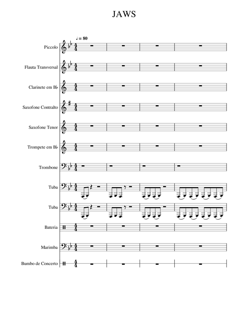 JAWS Sheet music for Trombone, Tuba, Flute piccolo, Flute & more ...