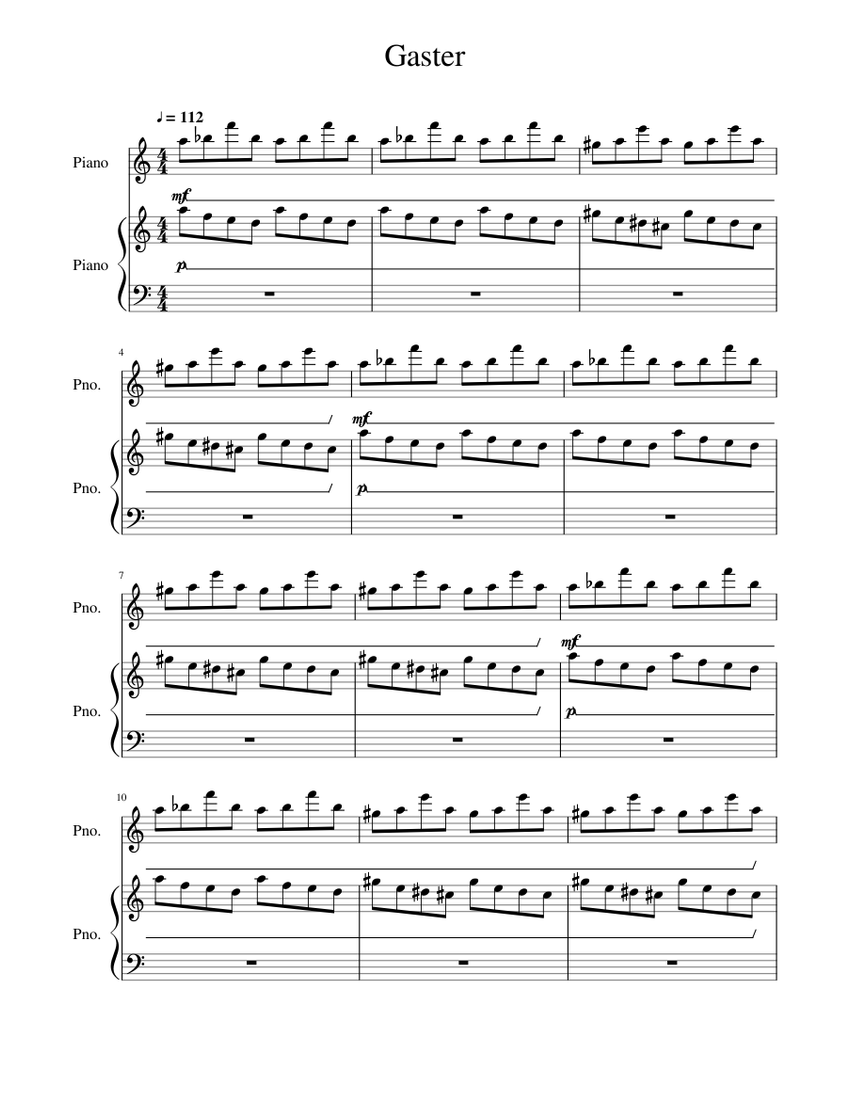Gaster Sheet music for Piano (Piano Duo) | Musescore.com