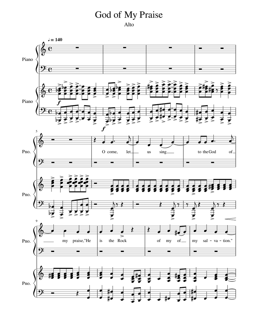 God of My Praise - Alto Sheet Music for Piano (Church Choir ...