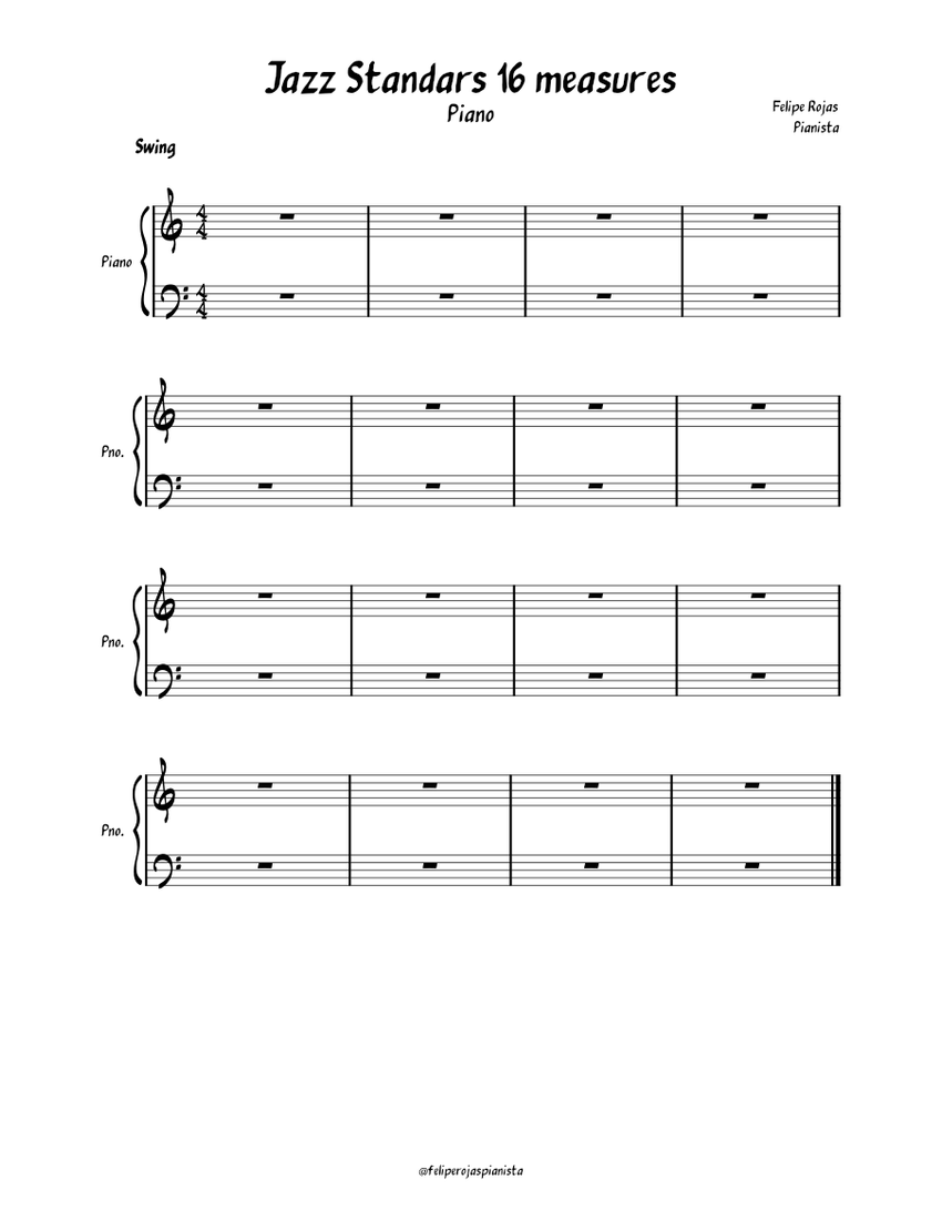 Jazz Standard 16 measures Sheet music for Piano (Solo) | Musescore.com