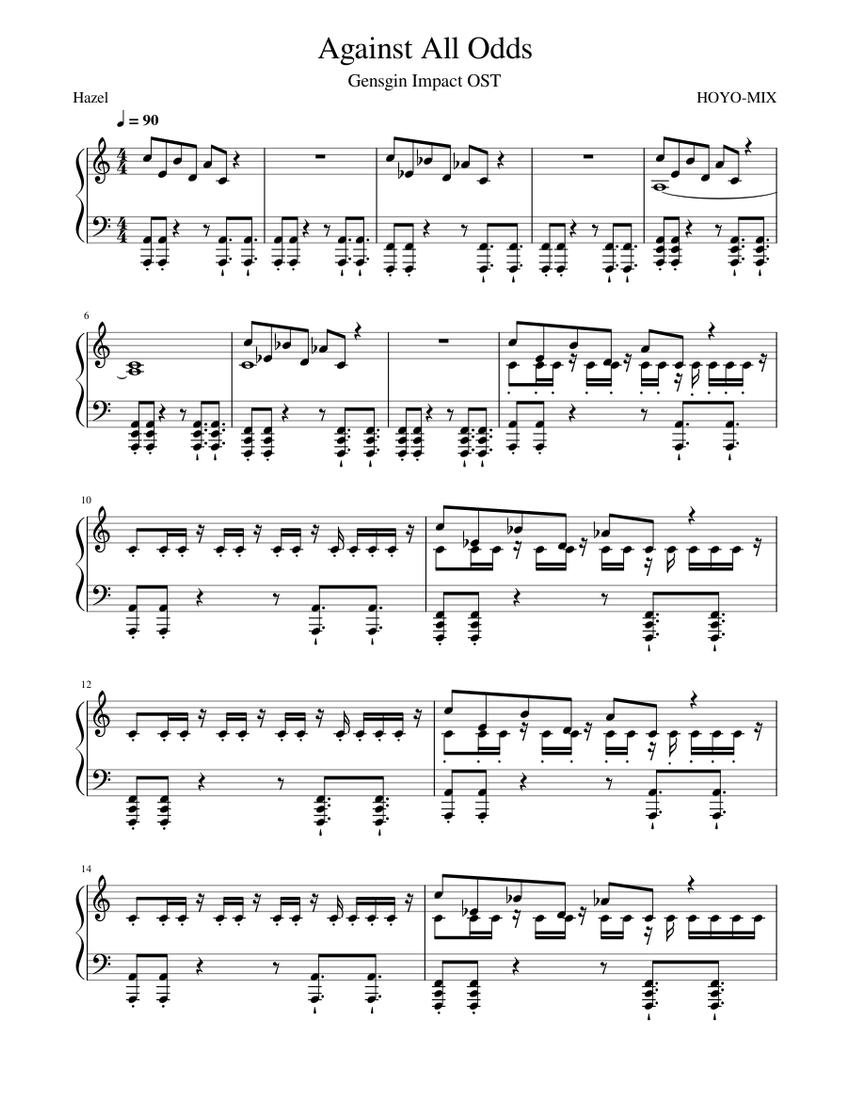 Against All Odds – HOYO-MiX - Genshin Impact Sheet music for Piano ...