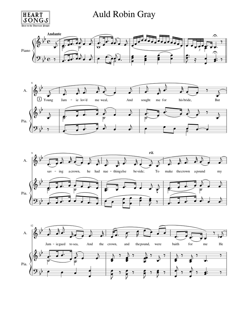 Auld Robin Gray Sheet music for Piano, Alto (Piano-Voice) | Musescore.com
